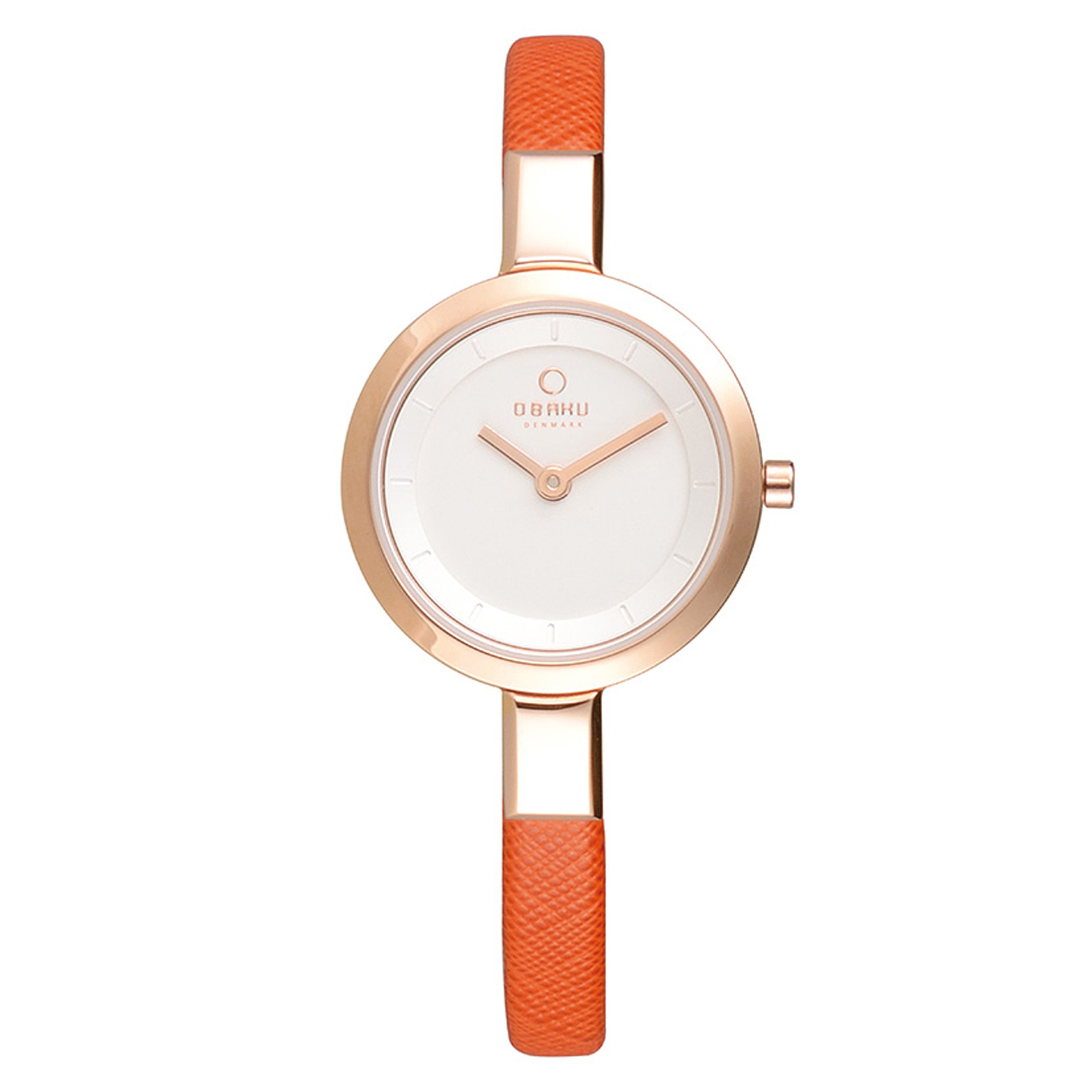 Hiyath - Obaku Siv Pumpkin Analog Silver Round Dial Women's Watch ...